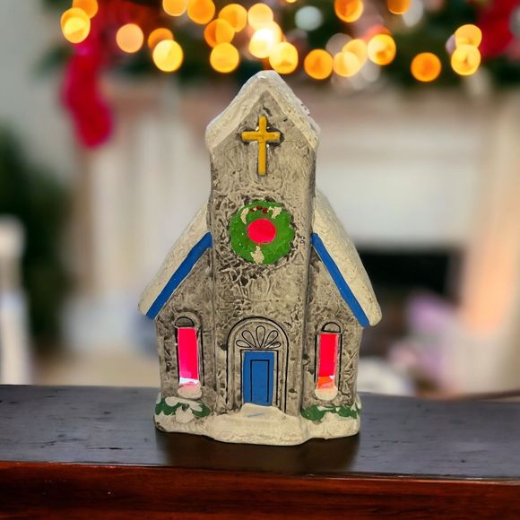 RB | Holiday | Rare Vintage Christmas Village Church Rb Japan Painted ...